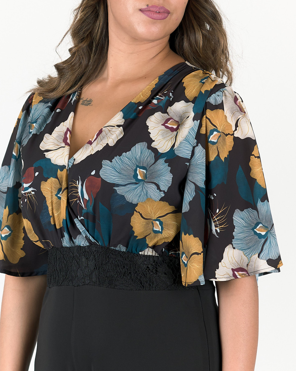 Tuta elegante in fantasia ottanio - Maqueda Donna Curvy